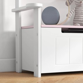 AIYAPLAY dětský sedací box s úložným prostorem, opěradlem a funkcí Soft-Close, 68,5×34×58 cm, Růžová/Bílá