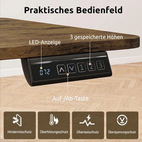 Costway Elektricky výškově nastavitelný stůl s LED ovládacím – 140 × 60 cm
