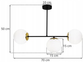 Stropní svítidlo Florence, 3x bílé skleněné stínítko, (výběr ze 4 barev uchycení)