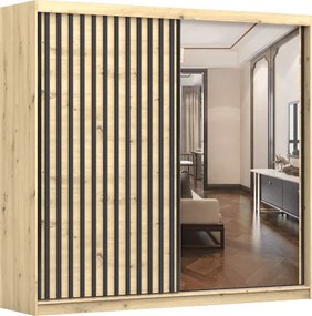 IDZ Šatní skříň WERONA 2D, 233 cm Dub Artisan/Černá