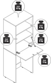 Tchibo - Skříňka na pračku s vyklápěcí pracovní plochou - barva: bílá