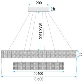 Toolight Toolight, LED stropní svítidlo 60cm, 64W, 4000K, 5000lm, MS007-CP, chromová, OSW-09617