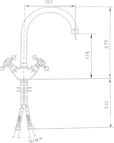 Reitano Rubinetteria ANTEA stojánková dřezová retro baterie, výška 275mm, bronz 3096