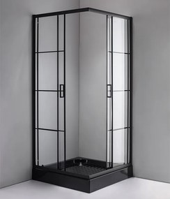 BPS-koupelny Čtvercový sprchový kout BL32B 90x90 černá/transparent + vanička SXL02B BL černá