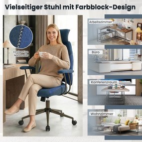 Costway Ergonomická kancelářská židle s lněnou látkou a nastavitelným opěradlem