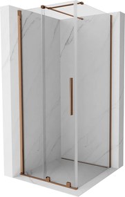 Mexen Velar, sprchový kout s posuvnými dveřmi 120(dveře) x 120(stěna) cm, 8mm čiré sklo, růžové zlato, 871-120-120-01-60