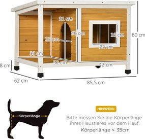 PawHut psí bouda z jedlového dřeva s terasou a odklápěcí střechou pro malé psy Indoor Outdoor Orange | Aosom.de