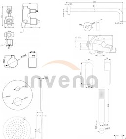 Invena Siros, podomítková sprchová sada s 2-výstupovým tělesem, černá matná, INV-BS-90-012-A