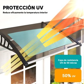 Outsunny Ochranný Slunečník 200x96 cm Exteriérový Kryt pro Dveře a Okna proti Slunci a Dešti s PP Polykarbonátovou Oporou Hnědá