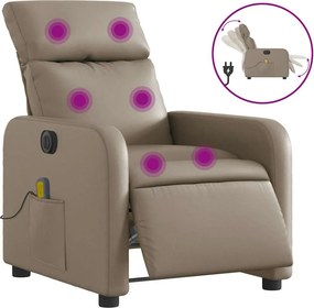 Elektrické masážní polohovací křeslo cappuccino umělá kůže 3206748