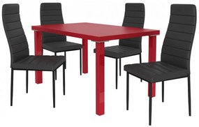 Jídelní set Moderno 1+4 židlí - červená/černá