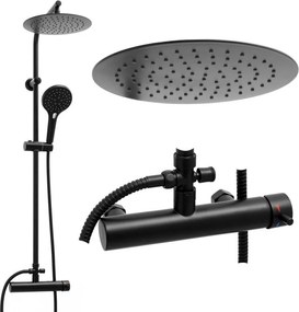 Erga Bergen, sprchová souprava s dešťovou hlavicí 25cm, černá matná, ERG-YKA-BP.BERGEN 25 BLK