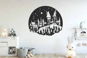 Lepy.cz Samolepka na zeď Harry Potter - Bradavice hrad Velikost (šířka x výška): 60x52cm, Barevná varianta: Tmavě červená