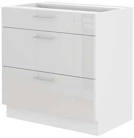 Dolní kuchyňská skříňka Lavera 80 D 3S BB (bílá + lesk bílý). 1032349