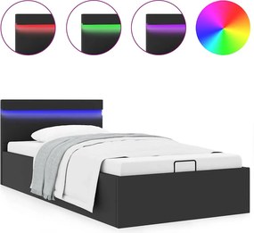 Rám postele LED s úložným prostorem černý umělá kůže 90x200 cm 285540