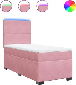 Box spring postel s matrací růžová 90x200 cm samet 3293109