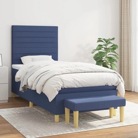 vidaXL Box spring postel s matrací 90x200 cm textil [3137206] Barva: Modrá