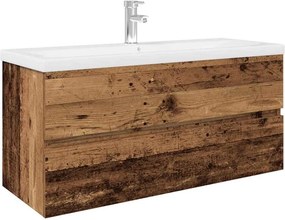 Umyvadlová skříňka s vestavěným umyvadlem a baterie staré dřevo 3328937
