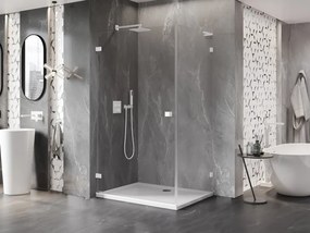 Mexen Lunar-B L, sklápěcí sprchový kout levý 90 x 70 cm, 8mm čiré sklo, bílý profil, 832L-090-070-20-00-L