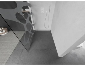 Mexen Kioto, Walk-In sprchová zástěna 110 x 200 cm, 8mm sklo čiré/bílý vzor, bílý profil, 800-110-101-20-97