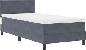 Postel s boxspringem s čelo Tmavě šedá 100 x 200 cm samet 3339219