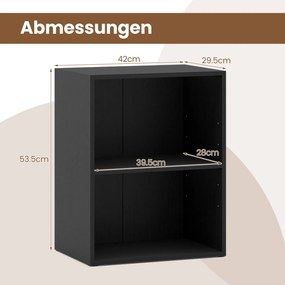 Costway Police na knihy 2 Řadová police Otevřená dřevěná – 42 × 29,5 × 53,5 cm