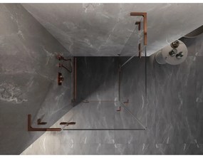 Mexen Lunar, L Duo výklopný sprchový kout 100 x 100 cm, 8mm čiré sklo, profil růžové zlato, 834L-100L-100P-60-00