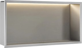 Rea Rea, LED polička na zapuštění 60x30x10 cm, 12W, 3000K, broušená ocel, REA-08544