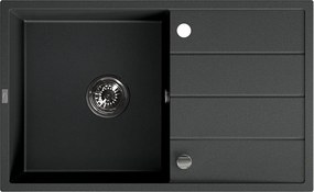 Laveo Wolin, 1-komorový granitový dřez 780x480x185 mm, černá skvrnitá, LAV-SPW_711T