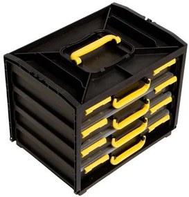 Lux-Tools Třídící přenosný box na nářadí LUX Tools / 4 úrovně / plast / černá