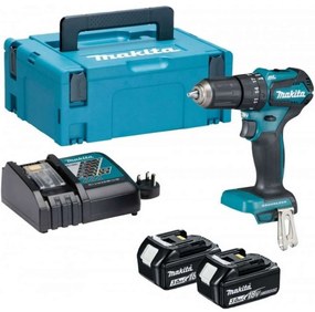 Makita Nářadí - 18V AKU vrtací šroubovák s příklepem, 2x aku 2,0 Ah LXT, nabíječka DHP485RAJ