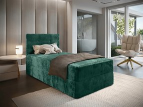 Čalouněná postel boxspring GLORIEN VELVET 90x200 cm tmavě zelená Matrace: Matrace Bonell pružinová