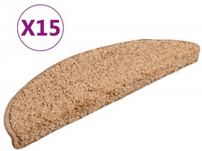 vidaXL Marketos Schodové rohože 15 ks 56 x 17 x 3 cm béžové, půlkulaté