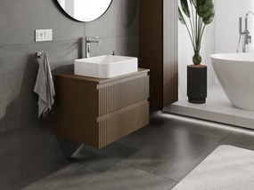 Mexen Rivel, koupelnová skříňka pod umyvadlo 70 cm, 2 zásuvky, drážkovaná, ořech, 91A20-07047-2-BFF86
