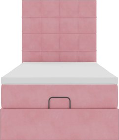Osmanský rám postele s matracemi růžová 90x200cm samet 3313450