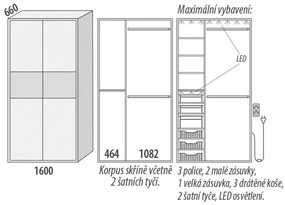 Domestav - Skříň s posuvnými dveřmi 160 cm, lamino dveře smrk, přírodní