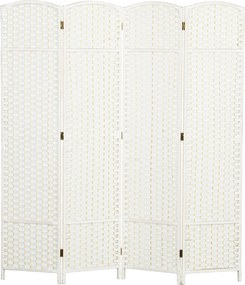HOMCOM 4-panelový Rozdělovací Panel 160 x 170 cm Bambusový Skládací Předěl na Soukromí pro Obývací Pokoj Bílý | Aosom