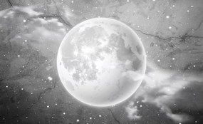 Fototapeta - Měsíc na betonu - černá a bílá (254x184 cm)
