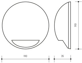 PANLUX LEON CIRCLE nástěnné zahradní LED svítidlo 2W rez