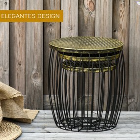 Outsunny Sada 3 kovových košů v retro stylu Natural+Black 3 velikosti | Aosom