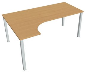 Stůl ergo oblouk pravý 180×120/80 cm - Hobis Uni UE 1800 P Dekor stolové desky: buk, Barva nohou: Stříbrná