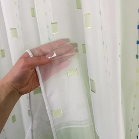 Vitrážová voálová záclona s olůvkem zelená kostka 960-01 Ervi (různé velikosti)