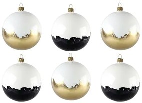 Set vánočních ozdob v bílé, černé a zlaté barvě