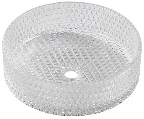 Sapho Sapho, MARAGUA gravírované skleněné umyvadlo na desku Ø 39,5 cm, čiré sklo, TY214CL