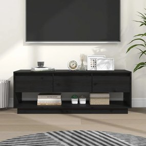 TV skříňka černá 110,5 x 34 x 40 cm masivní borové dřevo - Default Title