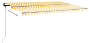 vidaXL Ručně zatahovací markýza s LED světlem 500 x 350 cm žlutobílá