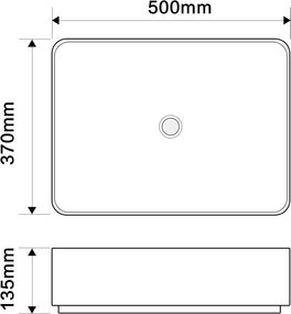 Erga Madalyn, umyvadlo na desku 500x370x135 mm, bílá lesklá, ERG-V03-9674-WH