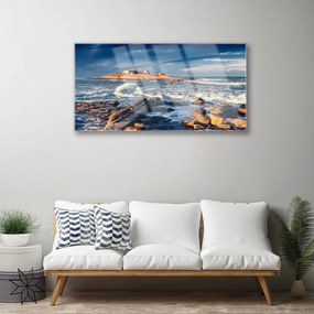 Obraz na skle Moře Kameny Krajina 125x50 cm