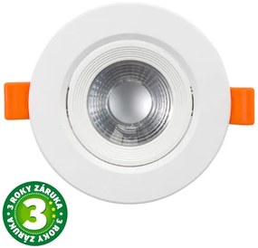 Prémiové výklopné podhledové bodové LED svítidlo 7W 550lm, studená, kruh, 9cm, 3 roky