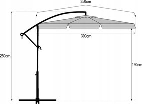 Zahradní skládací slunečník ARCADIA 300 cm, šedý